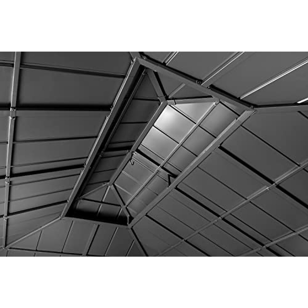 12x16 Outdoor Patio Hardtop Gazebo with Spliced Structure for Easy Assembly,Galvanized Steel Metal Double Roof Aluminum Permanent Frame with Netting and Curtains for Backyard Garden