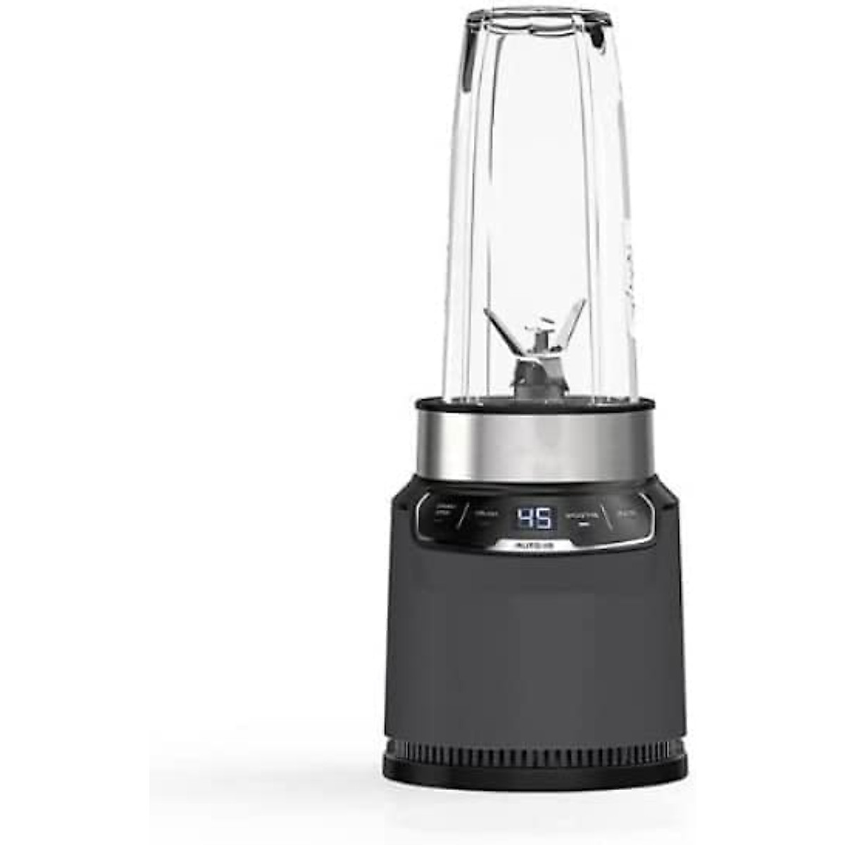 Ninja BN401-A Nutri Pro Compact Personal Blender, Auto-iQ Technology, 1100-Peak-Watts, for Frozen Drinks, Smoothies, Sauces & More, with (2) 32-oz. To-Go Cups & Spout Lids, Gray (2) 32-oz. To-Go Cups, Dark Gray)