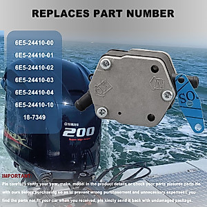 Fuel Pump Assy for Yamaha Outboard 115HP 130HP 150HP 175HP 200HP 225HP 250HP 300HP 2-stroke Boat Motor Engine Replace Sierra 18-7349 6E5-24410-03-00 6E5244100300, Silver, 3.74x2.99x1.73 Inch