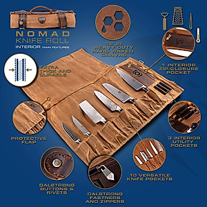 Dalstrong Gladiator Series Elite 3-Piece Knife Set W/Nomad Roll Bag & Individual Sheaths - Chef Essentials - Chef Knife, Santoku Knife, Paring Knife - G10 Handle - High Carbon German Steel
