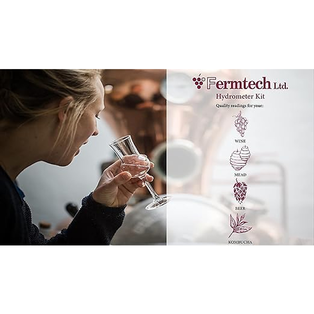 Fermtech Glass Triple Scale Hydrometer. Test The ABV, Brix & Gravity of Your Wine, Beer, Mead & Kombucha accurately (Hydro + Jar)