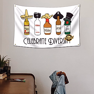 Celebrate Diversity Flag For Room Guys,3x5 ft Banner,Funny Poster Durable Man Cave Wall Flag with 4 Brass Grommets for College Dorm Room Decor,Outdoor Party