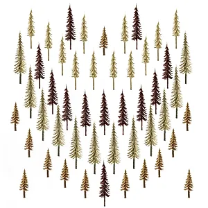 LUEYAO Mini Model Miniature Trees Mixed Train Scenery Architecture Trees Fake Trees for DIY Crafts Building Model Scenery Landscape Brown 1.8-3.9 inch 48 PCS