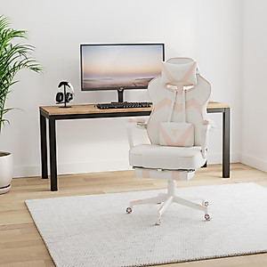 Zeanus Gaming Chair Pink Game Chair for Girls High Back Gaming Chairs for Adults Reclining Computer Chair with Footrest Ergonomic Gamer Computer Chair with Massage Gaming Chair for Women