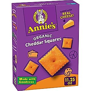Annie's Organic Cheddar Squares Baked Snack Crackers, Baked with Real Cheese, 11.25 oz.