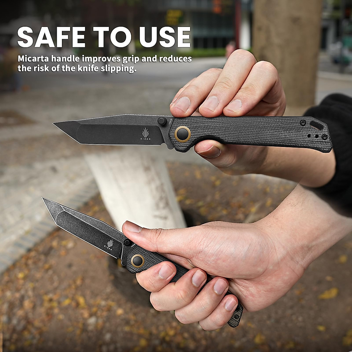 Kizer Begleiter 2 Folding Knife Black Micarta Handle EDC Knife 3.43 Inches 154CM Steel Pocket Knives V4458.2TC1