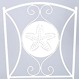 The Lakeside Collection Retro Vintage Metal Bistro Chair Patio Furniture with Starfish Detail in White