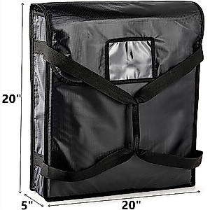 DEAYOU Large Pizza Bag, Insulated Pizza and Food Delivery Bag, Professional Thermal Pizza Warmer Bag, Hot Pizza Carriers for Transport, Catering, Moisture Free, Heavy Duty, 20" x 20" x 5", Black