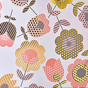 SUNCOLOR 2-Pack 9" Small Gift Bags with Tissue Paper For Her(Tulip Flower)