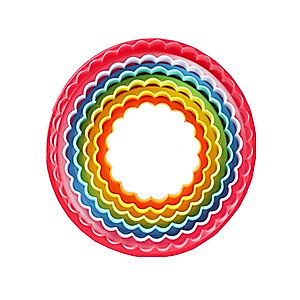 Mydio Set of 6 Multi-size Round Cookie Cutter,Two-sided Biscuit Fruit Cutter(Biscuit Cutters and Fondant cake Cutters),Random color (round)