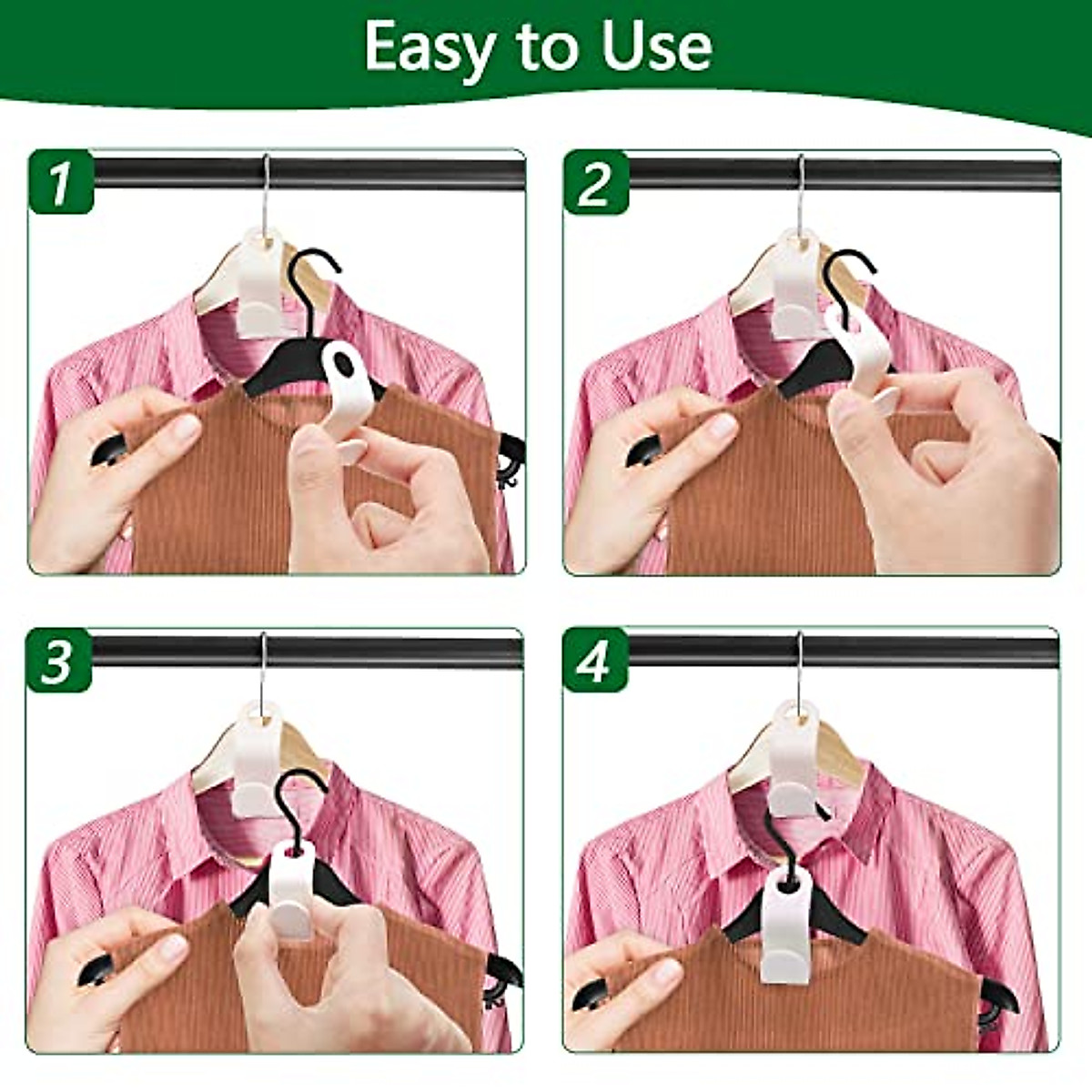 Coitak 40 PCS Clothes Hanger Connector Hooks, Mini Cascading Hanger Hooks Extender Clips, Space Saver Plastic Hangers Closet Organizer