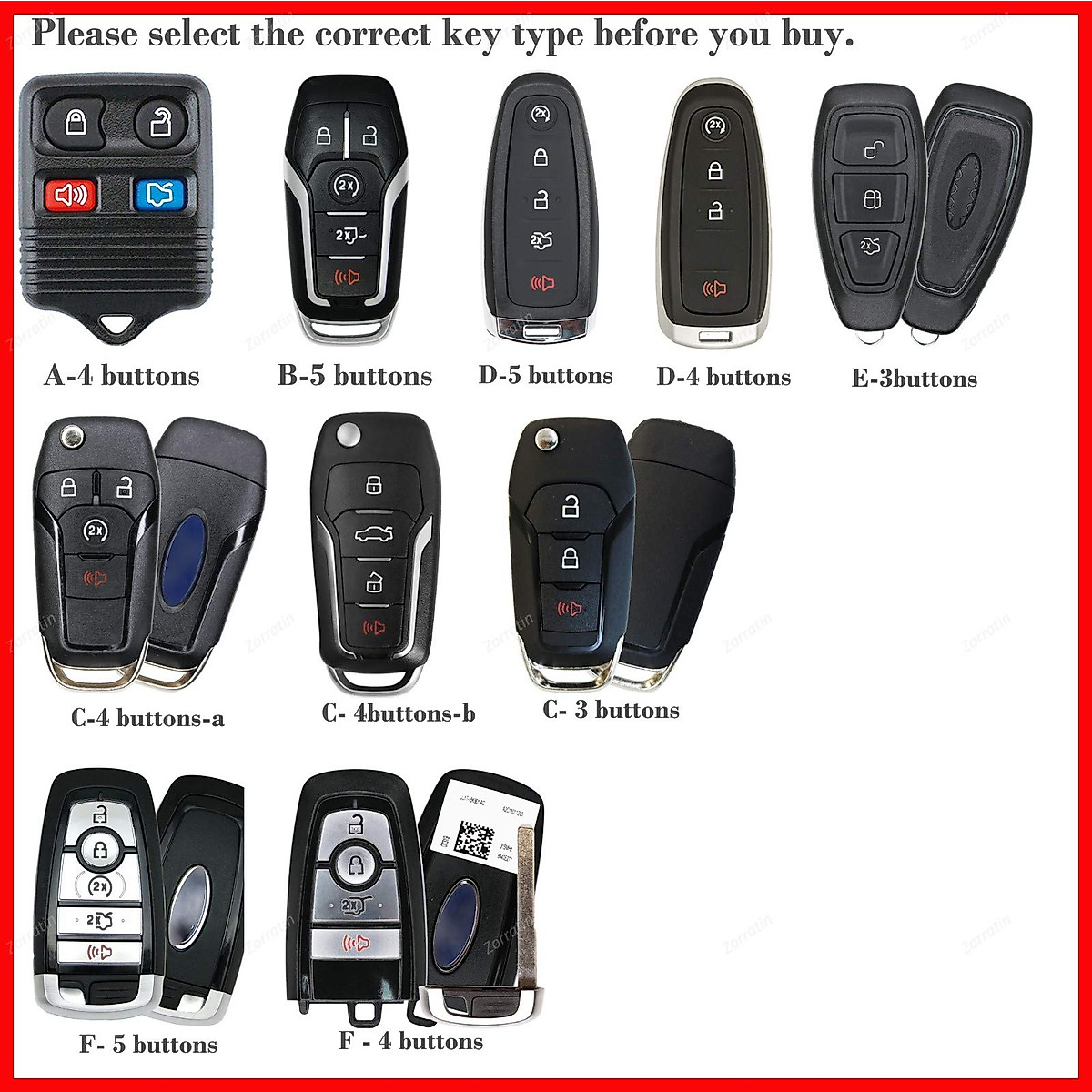 Carbon Silicone Key Fob Cover Case Protector with Keychain for Ford C-Max Focus Edge Escape Explorer Expedition Taurus & Lincoln MKT MKX MKS Navigator