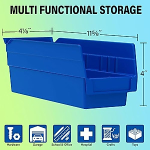 Akro-Mils 30120 Plastic Shelf Bins, Heavy Duty Storage Bins for Garage, Closet, and Drawer Organization, 12-Inch x 4-Inch x 4-Inch, Yellow, 24-Pack