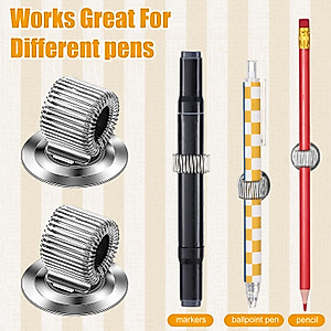 Fulmoon 24 Pcs Pen Holder Clips Manganese Steel Pen Holder Self Adhesive Pen Pencil Organizer with Adjustable Spring Loop for Refrigerator Whiteboard Erase Board Bulletin Map Home Office (Silver)