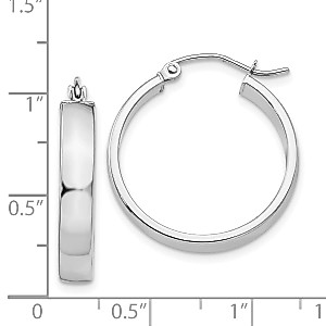 14K White Gold Round Hoop Earrings