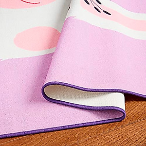 Home Dynamix Everwash Imagine Llama Kids Machine Washable Area Rug, Purple/White, 3'x5'