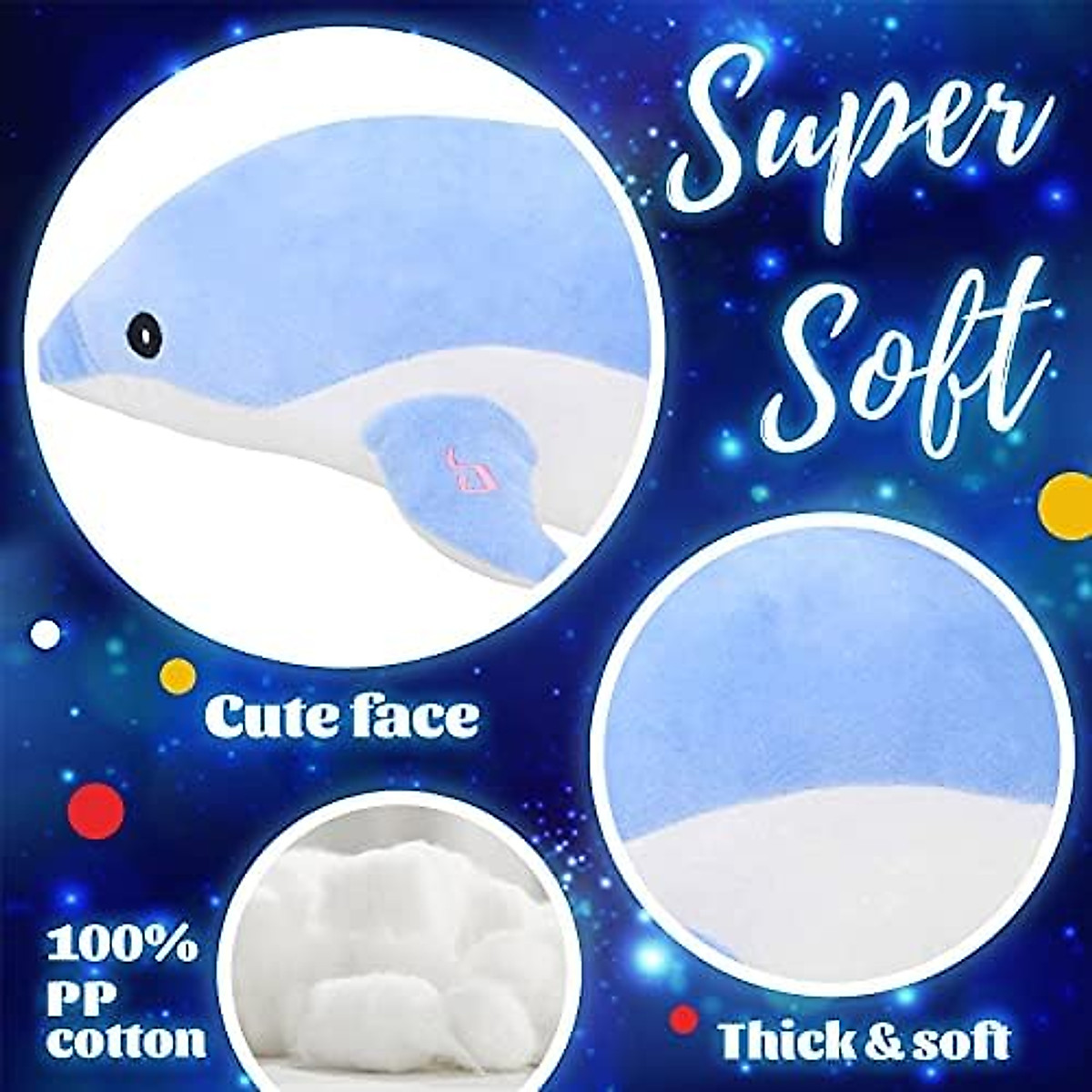 Glow Guards Light up Musical Stuffed Dolphin Ocean Life Soft Plush Toy with LED Night Lights Nursery Songs Glow Singing Sea Animals Birthday for Toddler Kids, 18''