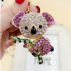 Cooplay Cute Lovely Koala Bear Animal Diamond Crystal Rhinestone Gold Crystal Keychain Charm Pendent Beautiful Accessories the Best Gift for Girl Women Purse Handbag Bag Keyrings (Purple)