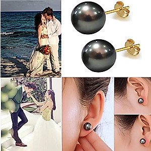 pearls Earrings for women Girl Ladies,Genuine Freshwater's aquaculture Hand-picked AAAA+ Pearls Earrings with 18K plate Gold stud Earrings