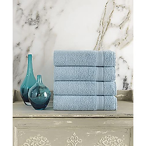 Blue Bath Towels 27" x 54" Quick-Dry High Absorbent 100% Turkish Cotton Towel for Bathroom, Guests, Pool, Gym, Camp, Travel, College Dorm, Shower (Blue, 4 Pack Bath Towel)