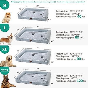 TJSOULER Orthopedic Dog Beds for Large Dogs,Waterproof Lined Egg Crate Foam Pet Bed Mat with Removable and Washable Cover and Non Slip Bottom,Dog Sofa Bed