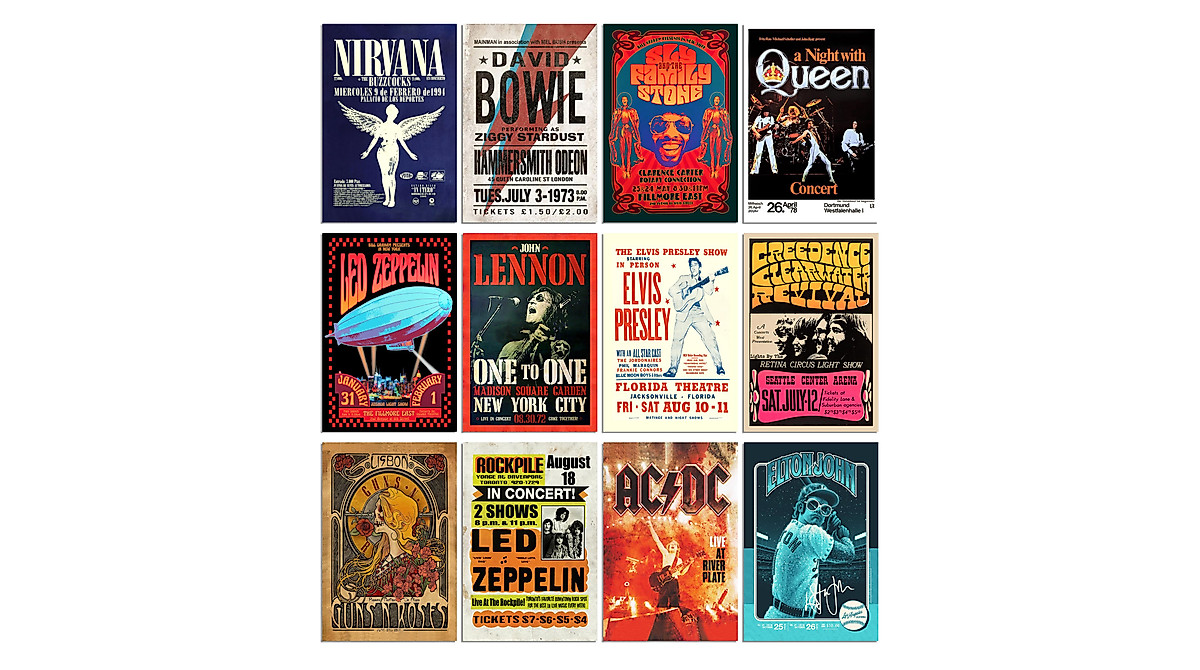 Riviera Vintage Rock Band Posters for Retro Decor