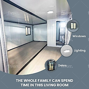 _20ft Expandable Container House | Prefab Expandable Foldable Homes | Portable Prefabricated 2 Bedroom, 1 Bath Living & Kitchen | Modular Steel Frame Home | Insulated and Easy Assembly [RED]