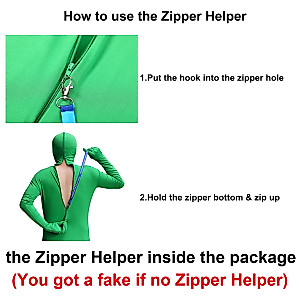 Full Bodysuit With Zipper Helper Unisex Spandex Stretch Adult Costume Zentai Disappearing Man Body Suit (Large, Muscle)