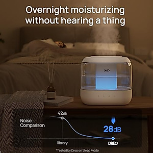 Dreo Humidifiers for Bedroom, Top Fill 4L Supersized Cool Mist Humidifier with Oil Diffuser and Nightlight, 32H Runtime, Quiet Ultrasonic Humidifiers for Home, Large Room, Baby Nursery and Plants