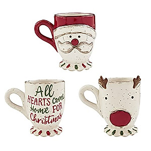 Mud Pie, Reindeer Farm, Farmhouse Christmas Pedestal Mug, 16 oz, 1 Count (Pack of 1)