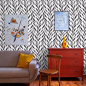 Wudnaye Black and White Peel and Stick Wallpaper Leaf Contact Paper 17.7 inch × 118.1 inch Black and White Contact Paper Peel and Stick Wallpaper for Bathroom Self Adhesive Decorative Wall Paper