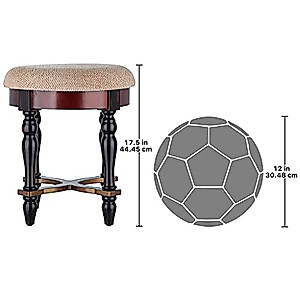 Design Toscano Grand Duchess Vanity Stool, 17 Inch, Walnut