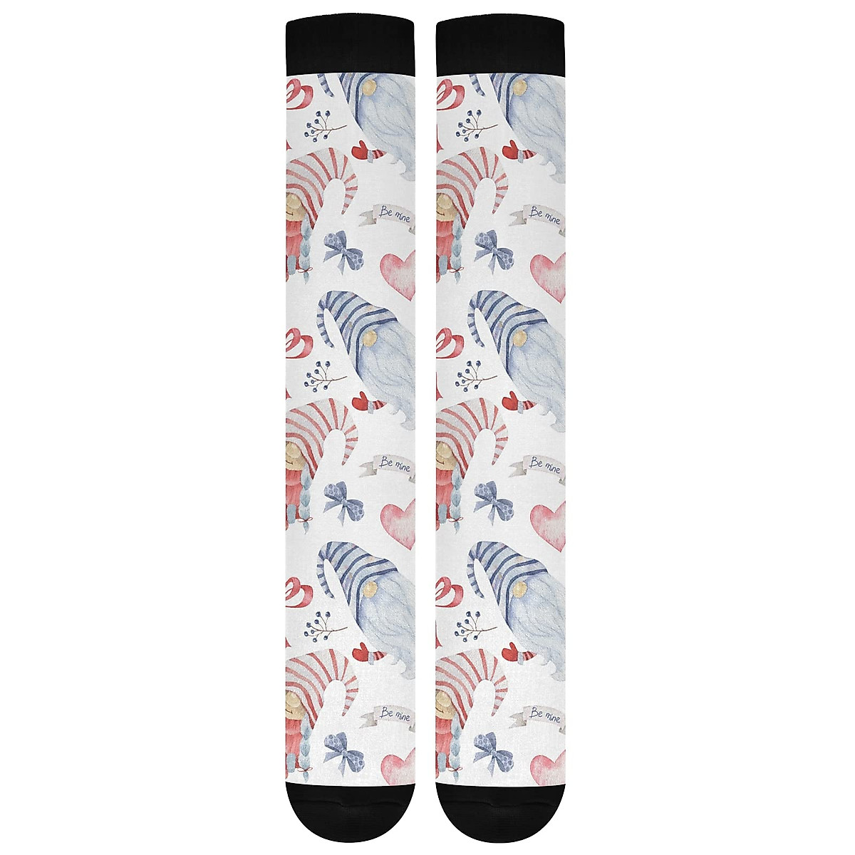 xigua Valentine's Mother's Day Cute Gnome Compression Socks 20-30mmHg Knee High Stockings for Sport Nursing - 1 Pair