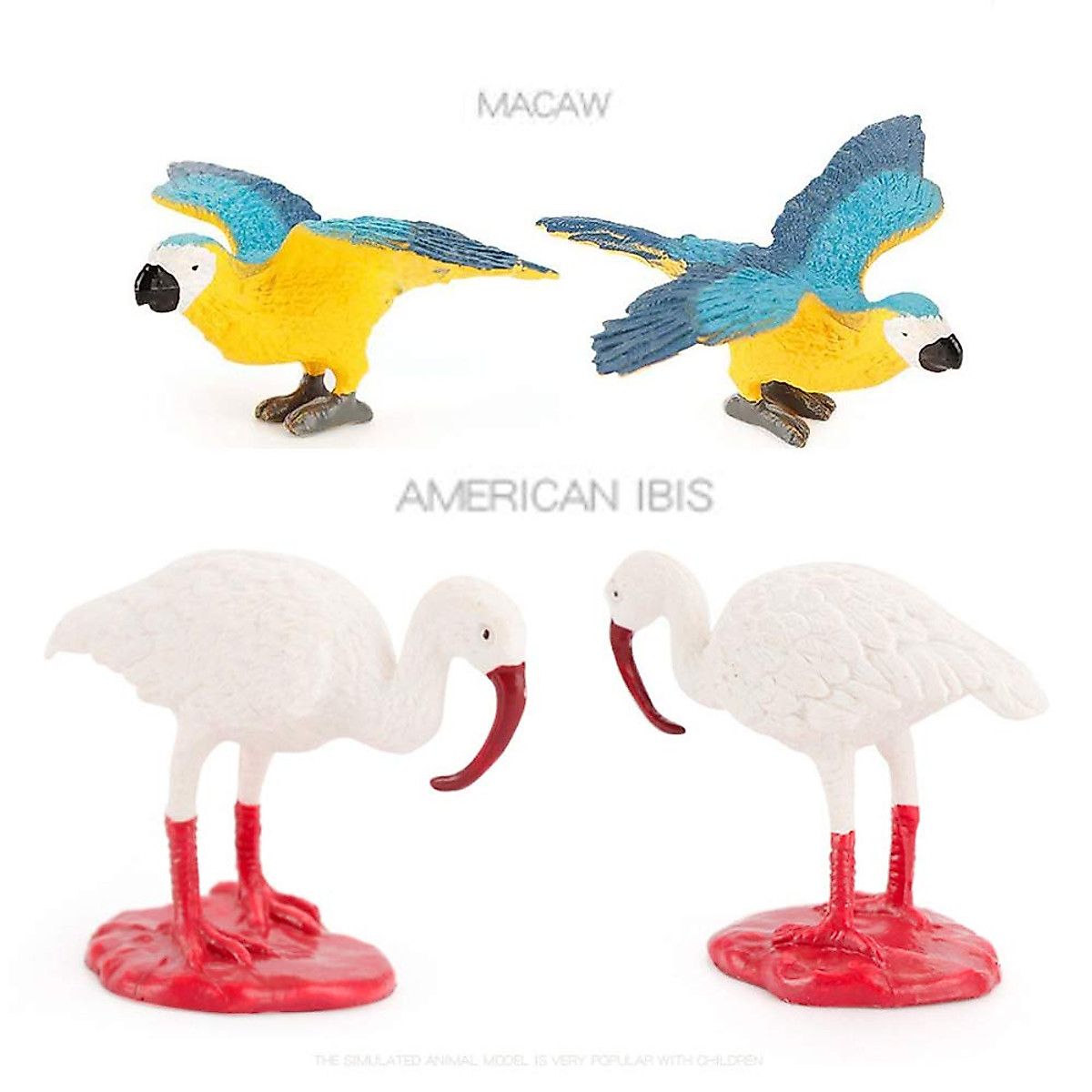 DOYIFun 10 Pcs Simulated Bird Animals Parrot Model Figure Toys, Realistic Flamingo Birds Figurine Collection Playset Cake Toppers Gift for Kids Educational Toys