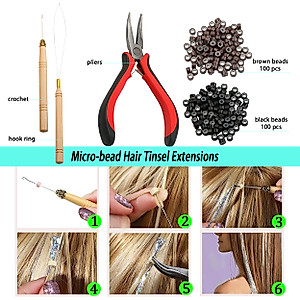 NIACONN 18 Colors Hair Tinsel Kit, 48 Inch 3900 Strands Glitter Tinsel Hair Extensions for Women, Fairy Hair Tinsel for Christmas New Year Halloween Cosplay Party