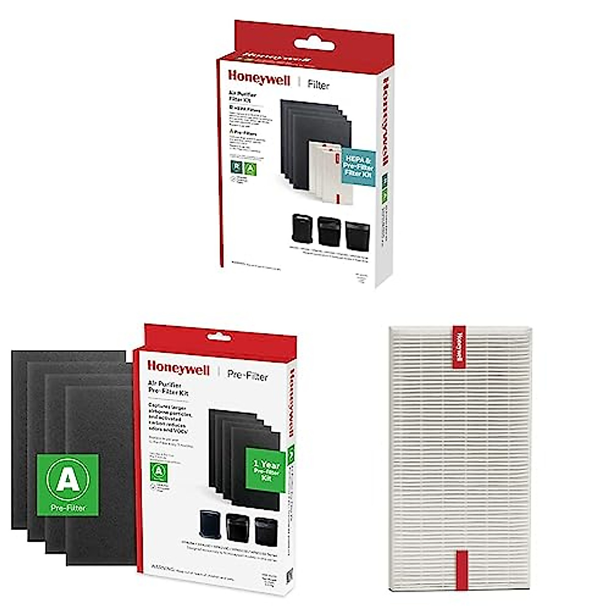 Honeywell HEPA Air Purifier Filter Kit & Honeywell HRF-A100 Air Purifier Pre Kit Filter, 4-Pack & Honeywell HEPA Air Purifier Filter R, 1-Pack for HPA 100/200/300 and 5000 Series