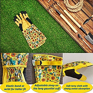 MSUPSAV Rose Gardening Gloves, Thorn Proof Gardening Gloves for Digging Planting Weeding,Gardening Gifts for Women (Medium, Sunflower)