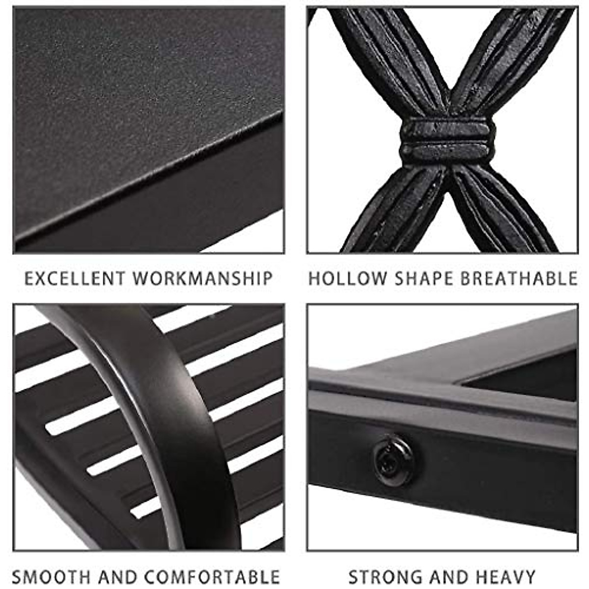 HGS 50-Inch Park Bench Garden Bench Outdoor Patio Metal Benches Clearance Yard Porch Bench Chair with Steel Frame, Outdoor Bench Furniture for Backyard Entryway Deck Lawn, Black