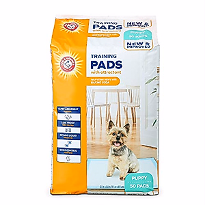 Arm & Hammer for Dogs Puppy Training Pads with Attractant | New & Improved Super Absorbent, Leak-Proof, Odor Control Quilted Puppy Pads with Baking Soda| 50 Count Wee Wee Pads