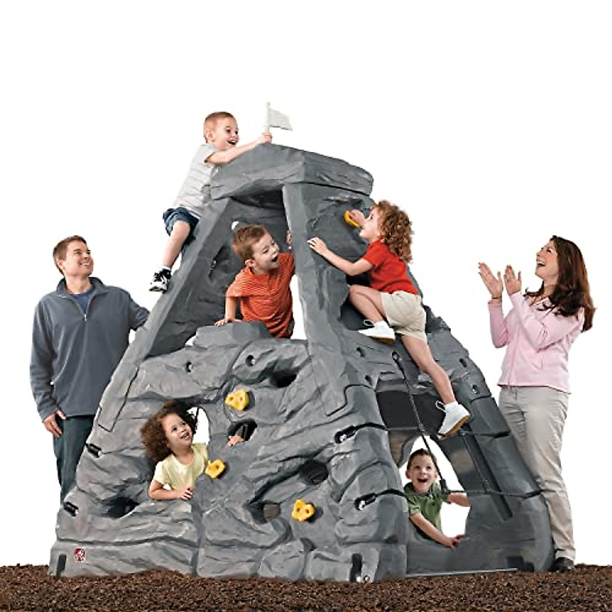 Step2 Skyward Summit Climber – Authentic Kids Playset Rock Climbing Wall with Four Unique Climbing Walls, Two Cargo Nets, Floor Net, and Flag – Rock Climbing Jungle Gym for Backyard