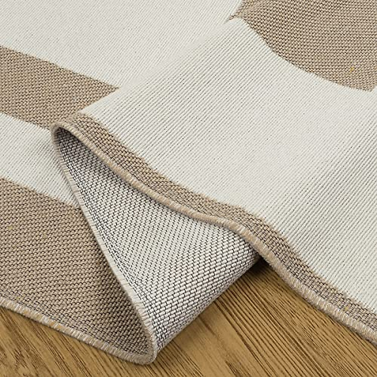 LIVEBOX Abstract Geometric Rug 2' x 3' Washable Small Bathroom Rugs Modern Khaki Cotton Woven Door Mat Concise Reversible Carpet for Bedroom Hallway Entryway Laundry Room