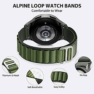 WINGLE 4 Pack Band for Samsung Galaxy Watch 7 6 5 4 FE Band Watch 6 Classic 5 Pro 4 Classic Band 44mm 40mm 47mm 43mm 45mm 46mm 42mm Men Women, No Gap Trail Alpine Loop Woven Nylon Sport Watch Strap