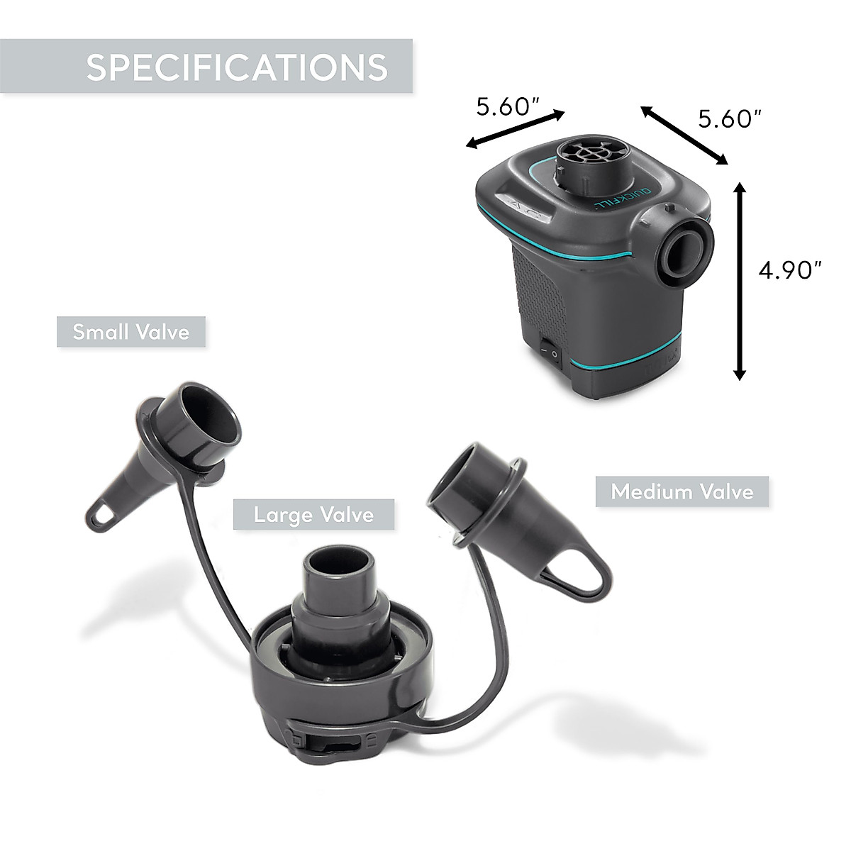 INTEX 66639E QuickFill 120 Volt AC Electric Pump: Inflates and Deflates Air Mattresses – Includes 3 Interrconnecting Nozzles – Compact Design – 650 L/Min Air Flow – Indoor Use