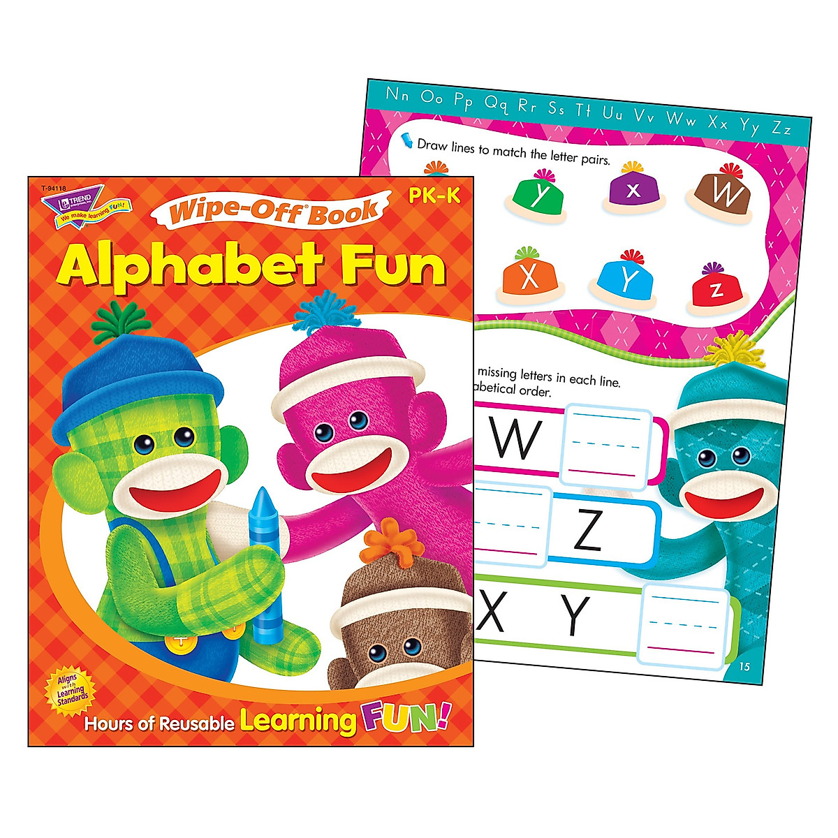 Trend Enterprises Alphabet Fun Sock Monkeys Wipe-Off Book