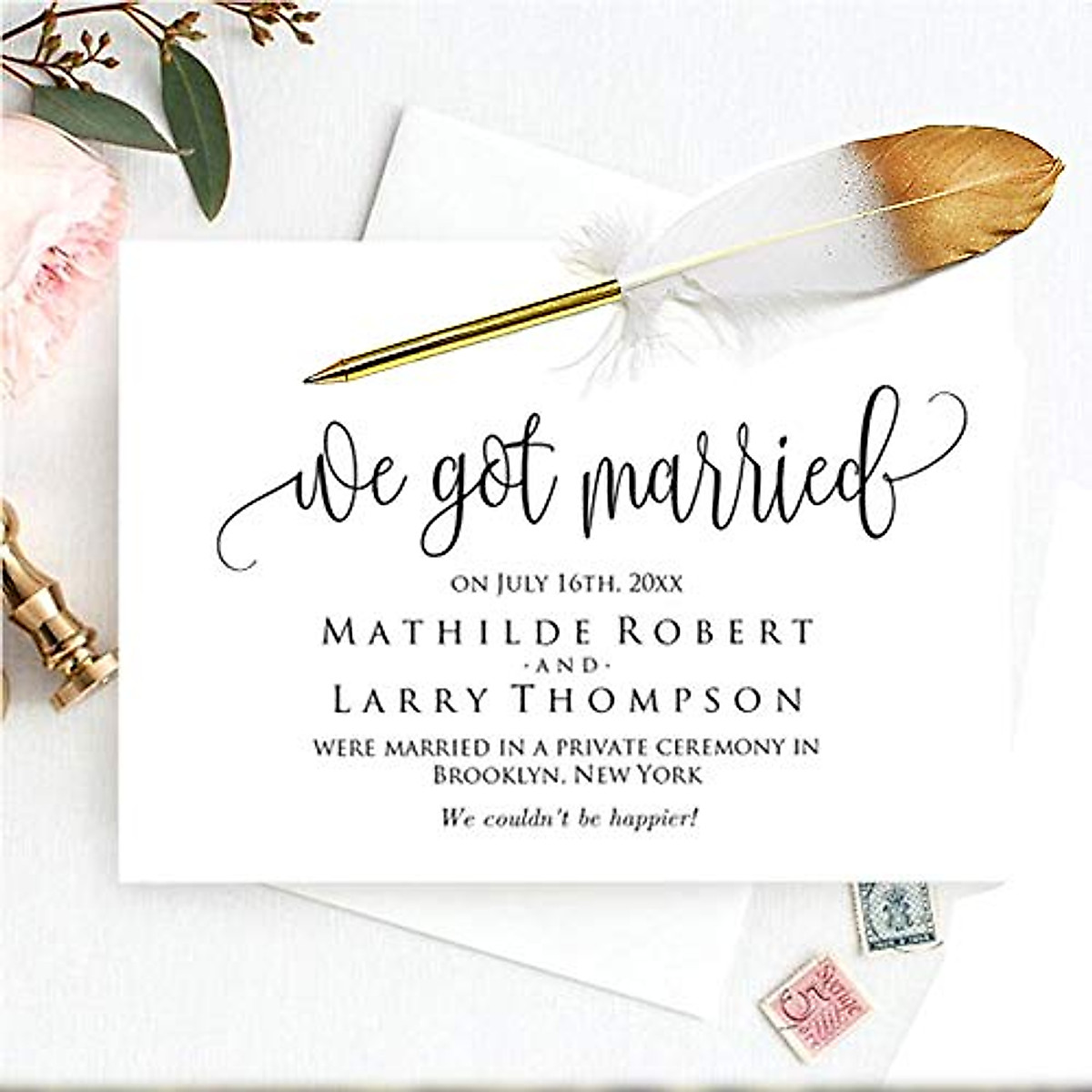 Cheerland Feather Signature Pens Ballpoint Pen for Party Reception Wedding Party Guest Book Ceremony Bridal Baby Shower Anniversary Graduation Event Party Favors (Gold/White)