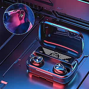 Gspmoly Digital Display Bluetooth 5.2 Sports Gaming Earphone Bass HiFi Stereo Long Endurance in-Ear Noise Canceling Binaural Earbuds Headset for iOS Android, School Gifts for Kids