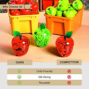 Fun Express Set of 12 Apple Containers for Treats, 3.75 x 4.75 x 1 inches, BPA Free Plastic, Teacher Gifts, Classroom Treat Containers, End of School and Back To School Celebrations (Red)