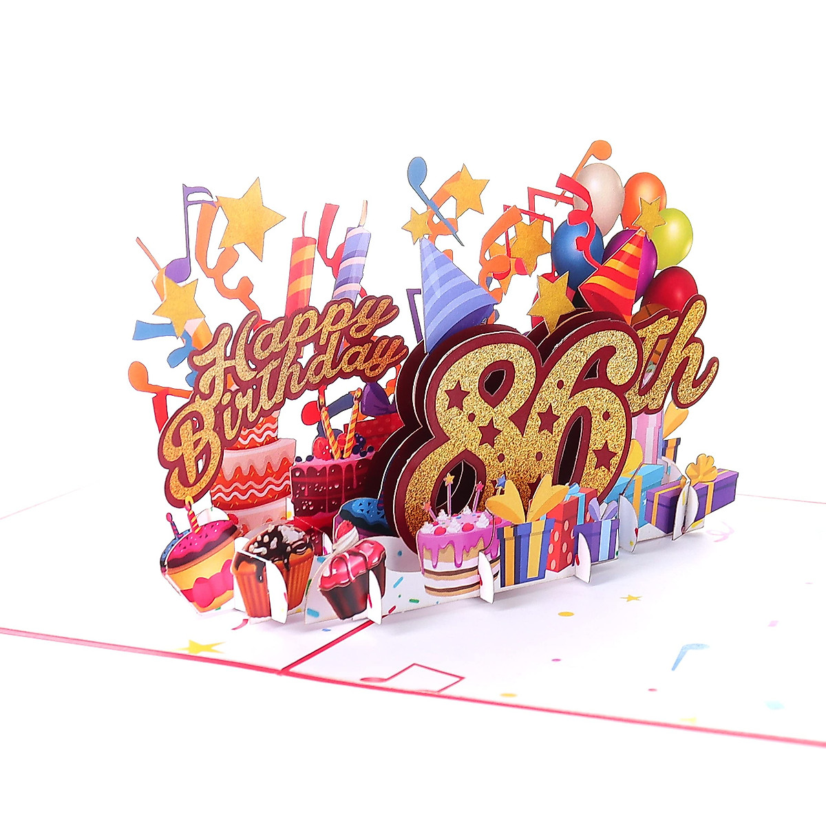 iGifts And Cards Happy 86th Red Birthday 3D Pop Up Greeting Card – Awesome 86 Birthday Card For Woman, Man, Happy Eighty Six Birthday Gift For Mom, Dad, Best Wife, Husband Unique Present, 5" X 7"