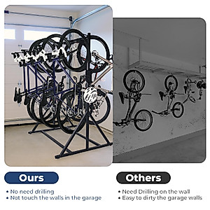 DEERFAMY Freestanding Bike Storage Rack Max 8 Bikes, 600Lbs Load Capacity, Heavy-Duty Solid Steel Bike Racks for Garage for Home and Garage Organizer