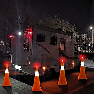 BATTIFE [2 Pack] 28 Inch Collapsible Traffic Safety Cones, Orange Cones, Multi Purpose Pop-up Cones with Reflective Collar, for Road Parking, Driving Practice